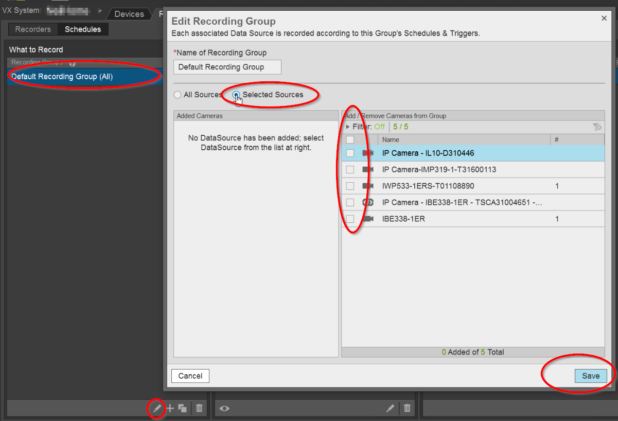 VxPro a newly added camera is not recording