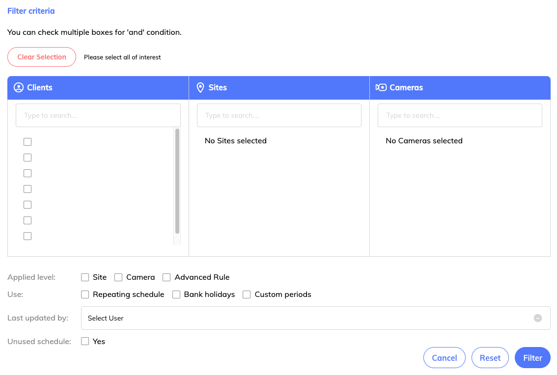 How Do I Filter Schedules In Calipsa?